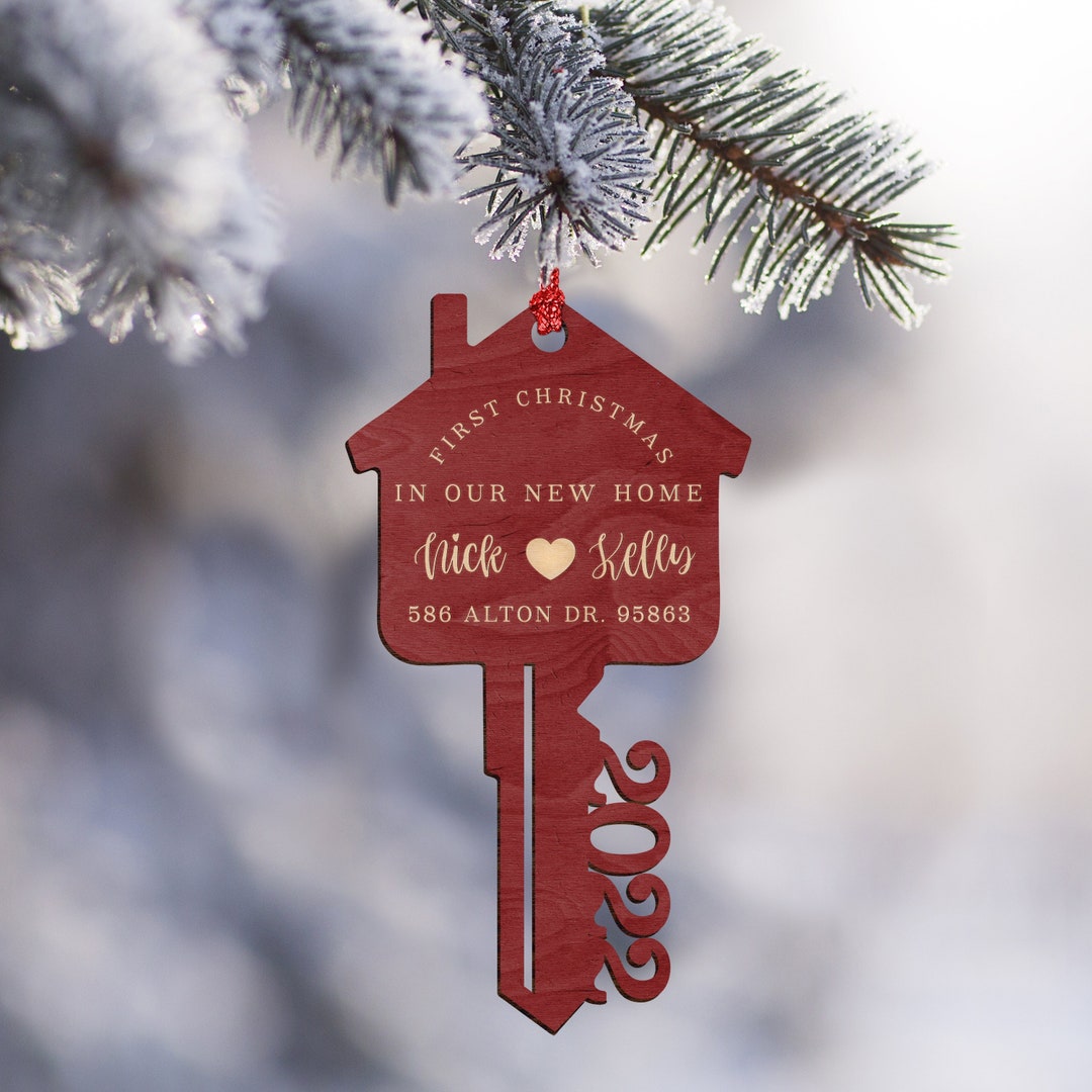 First Christmas in Our New Home 2022 Key Ornament W Couple Names and ...