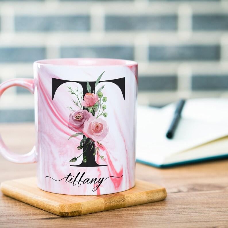 Floral Monogram Initial Name Personalized Coffee Mug Gift - Etsy