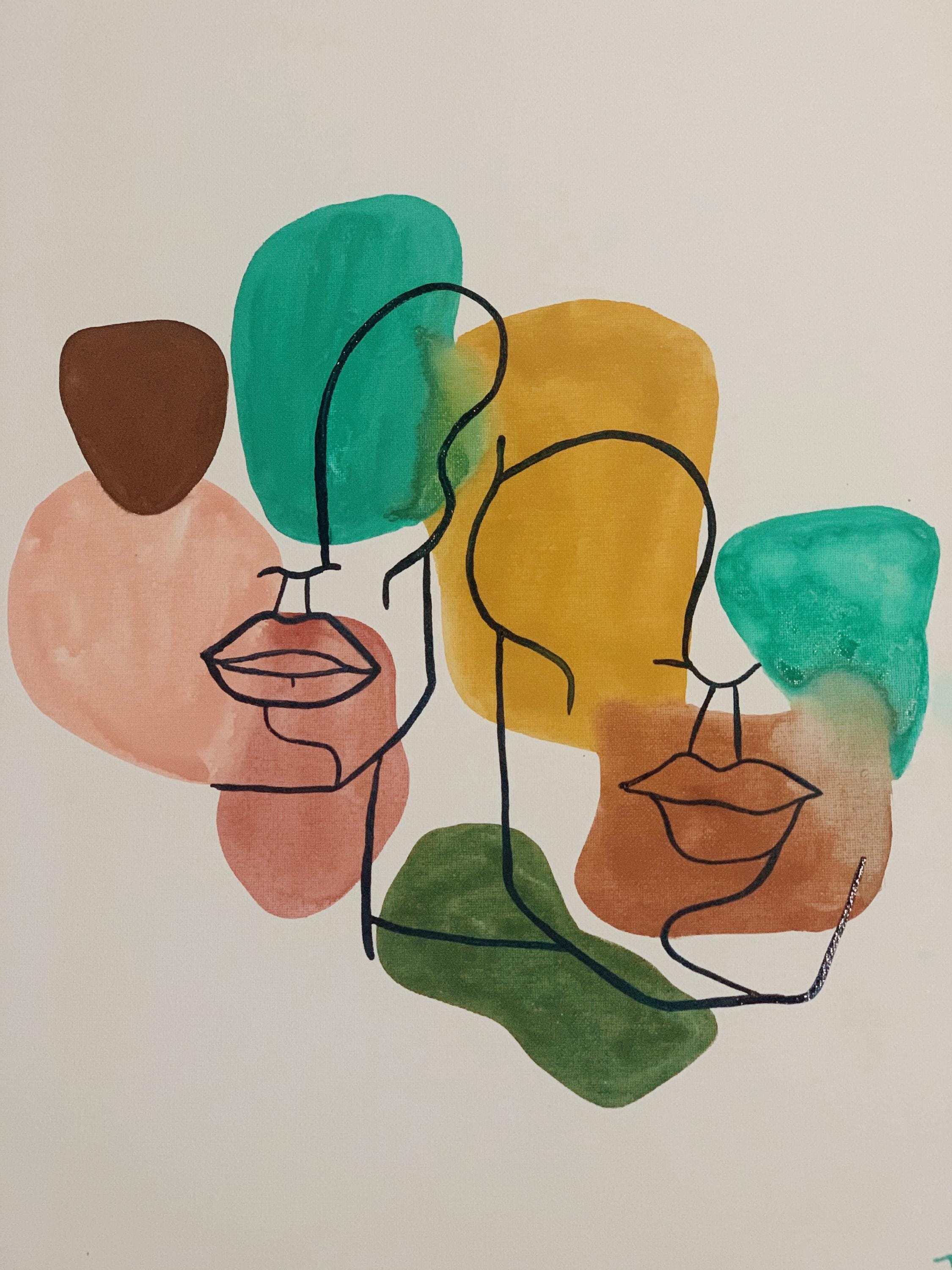 Abstract Face Art- Picasso Matisse, Watercolor - Etsy