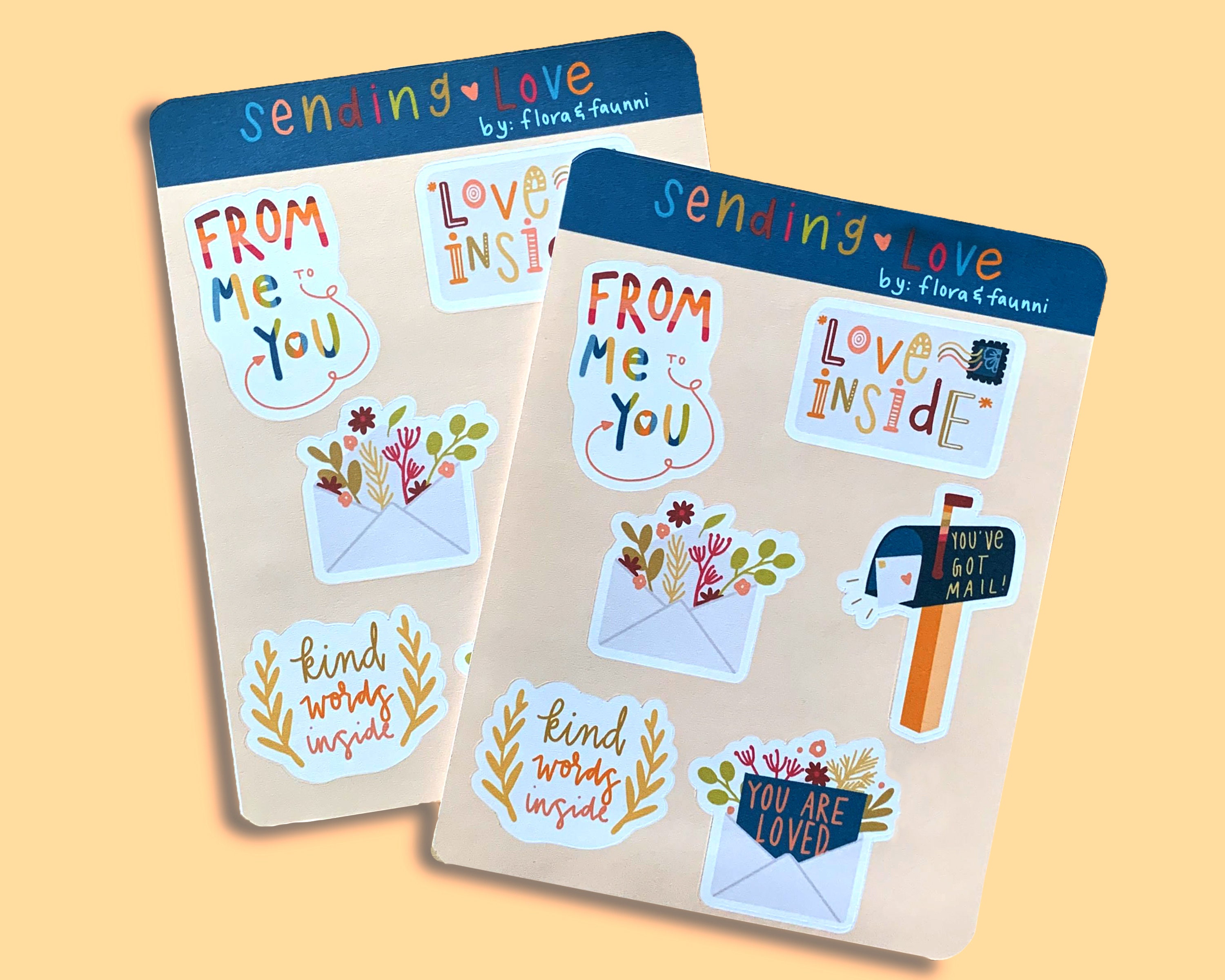 Sending Love Sticker Set Cute and Encouraging Stickers | Etsy