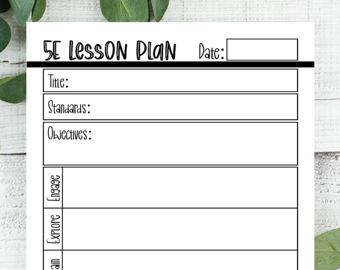 EDITABLE Lesson Plan Template, 5E Lesson Plan Template, Inquiry Lesson ...
