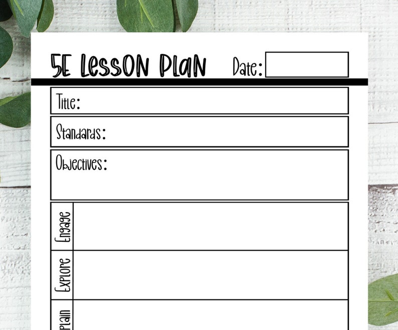 5e Lesson Plan Template Gambaran