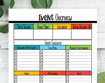EDITABLE Event Budget Tracker, Colorful Event Planner Printable ...