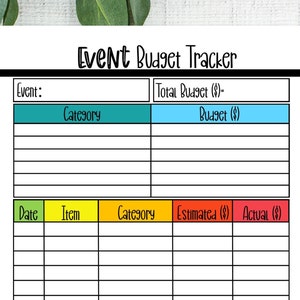 EDITABLE Event Budget Tracker, Colorful Event Planner Printable ...