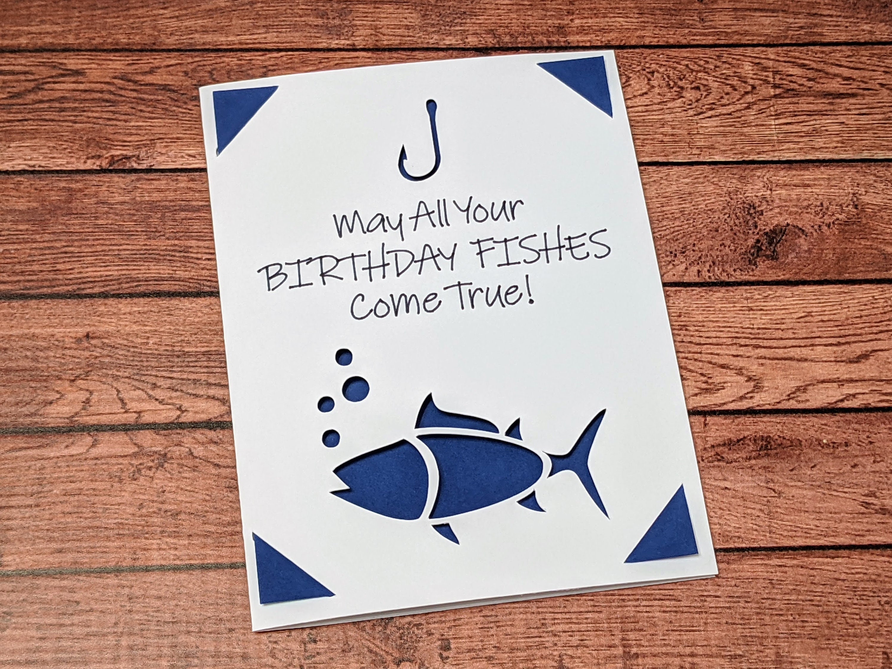 Happy Birthday Card SVG Cut File Fishing Greeting Card SVG - Etsy