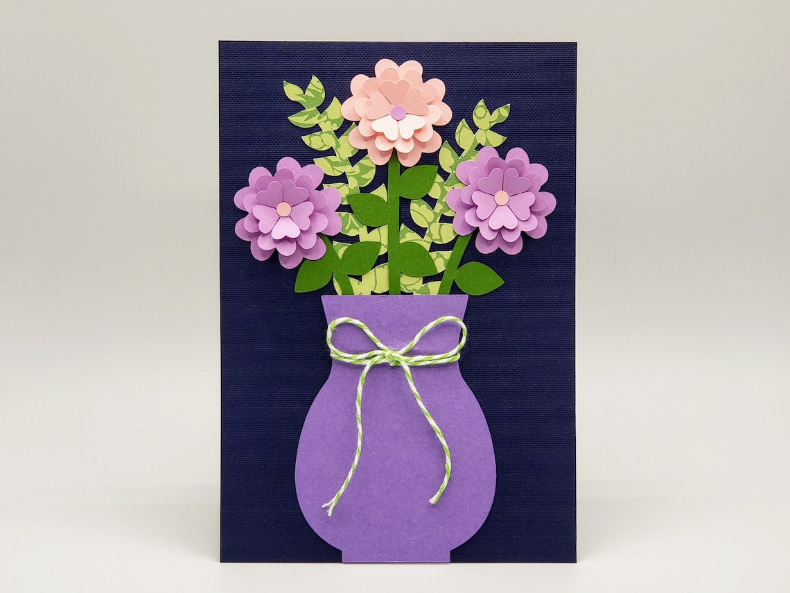 Vase With 3D Flowers SVG and DXF Cutting Files Paper Craft for Cricut ...