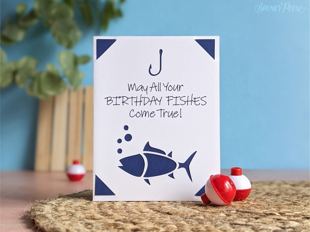 Happy Birthday Card SVG Cut File, Fishing Greeting Card SVG, Cricut Joy ...