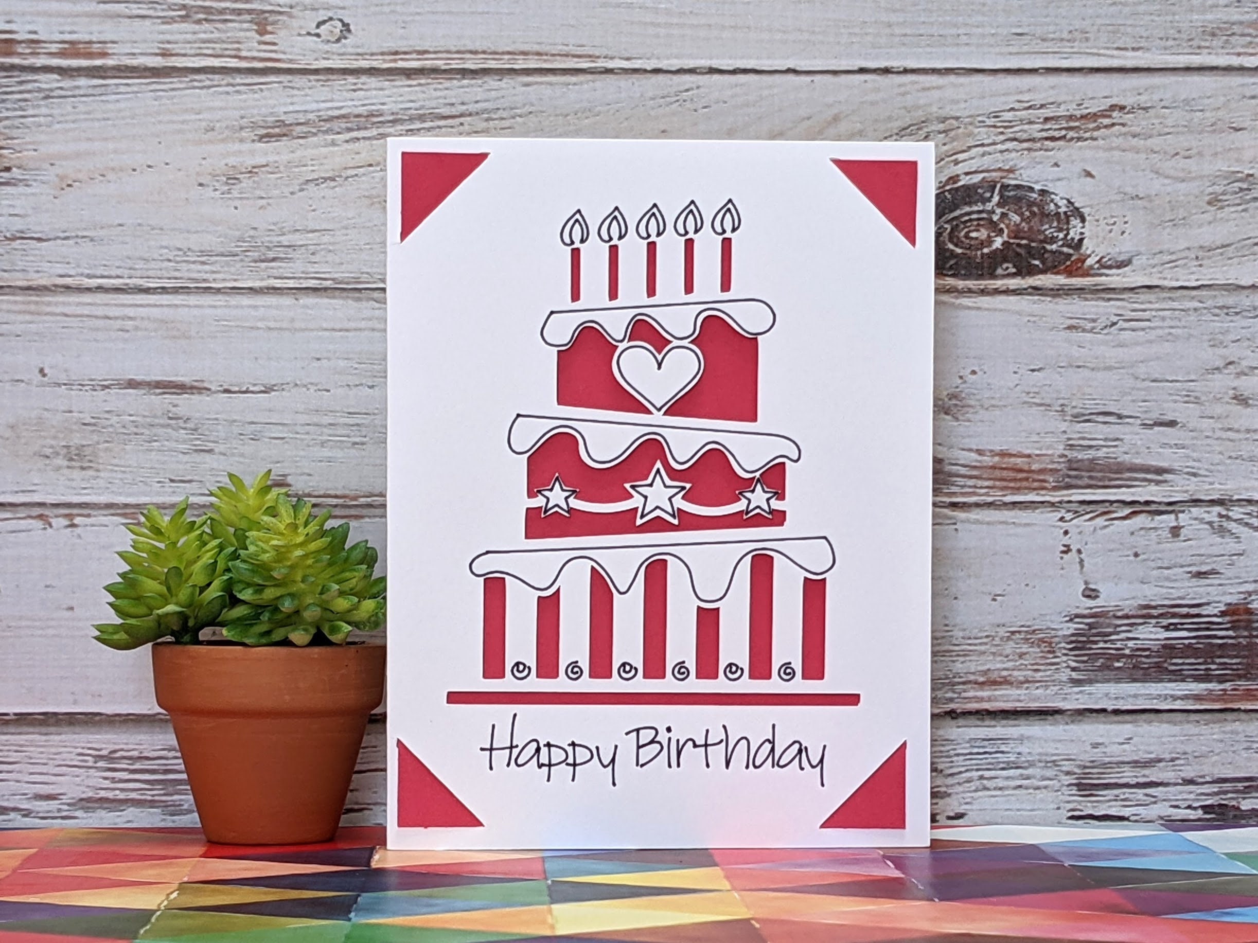 Happy Birthday Card SVG Cut File, Greeting Card SVG, Birthday Cake Svg ...