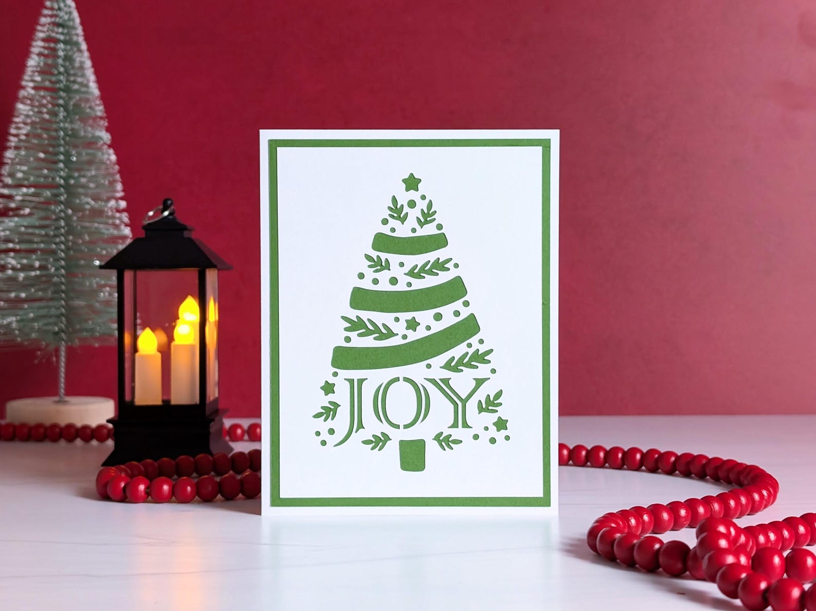 Christmas Card SVG Cut File for Cricut, Joy Christmas Tree Card SVG ...