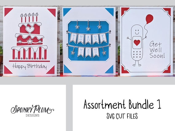 Greeting Card Assortment Bundle SVG Birthday Card Cut File - Etsy