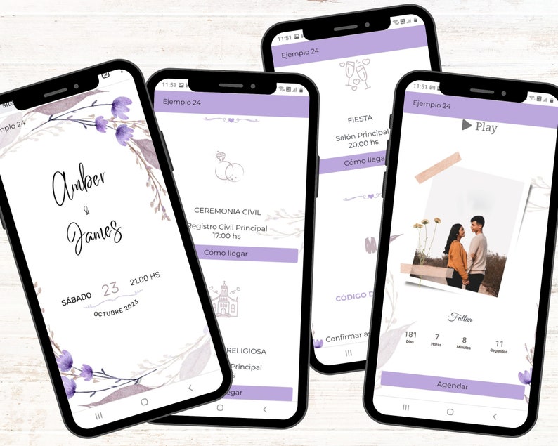 Digital Wedding Invitation and RSVP Mini Wedding Website Romantic ...