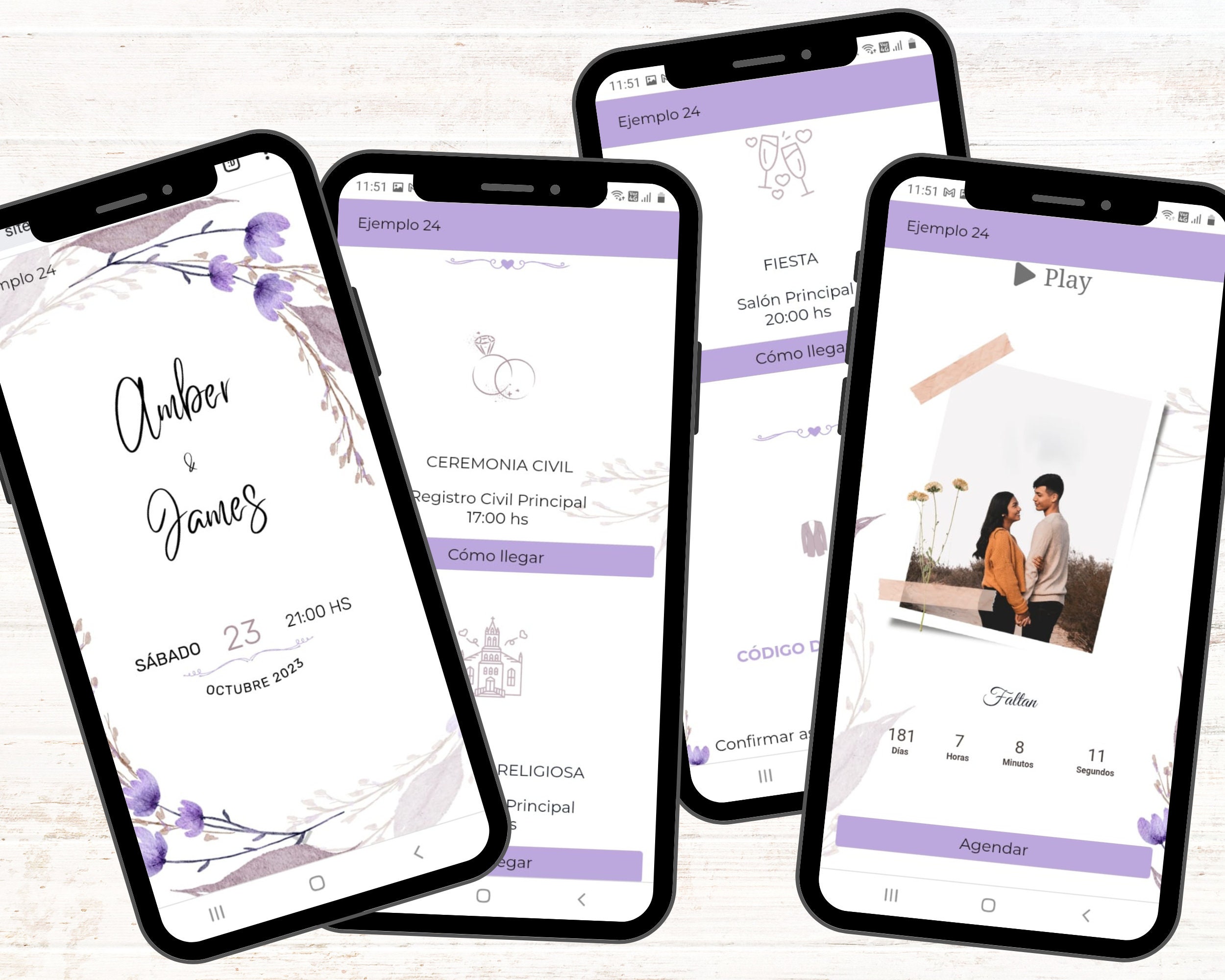 Digital Wedding Invitation and RSVP Mini Wedding Website Romantic ...