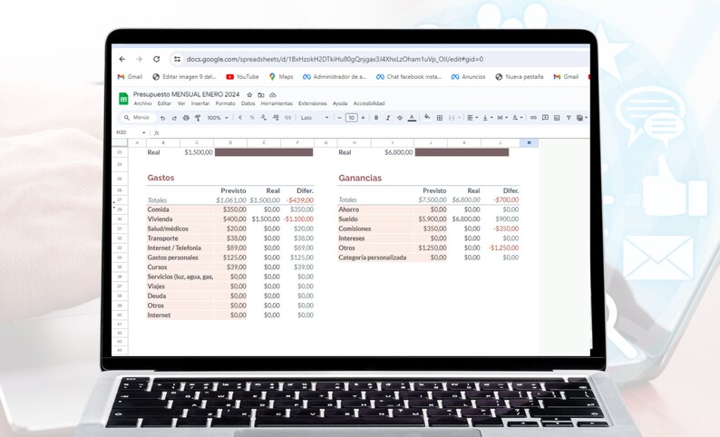 Monthly Budget Template, Budget Sheet, Budget Planner, Expense and ...