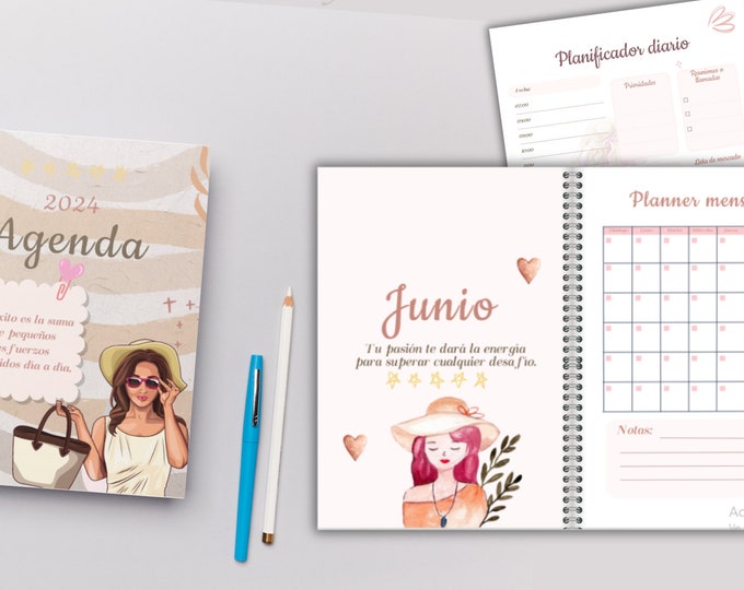 Agenda 2024 Semanal Para Imprimir, Semana a La Vista Horizontal Modelo ...