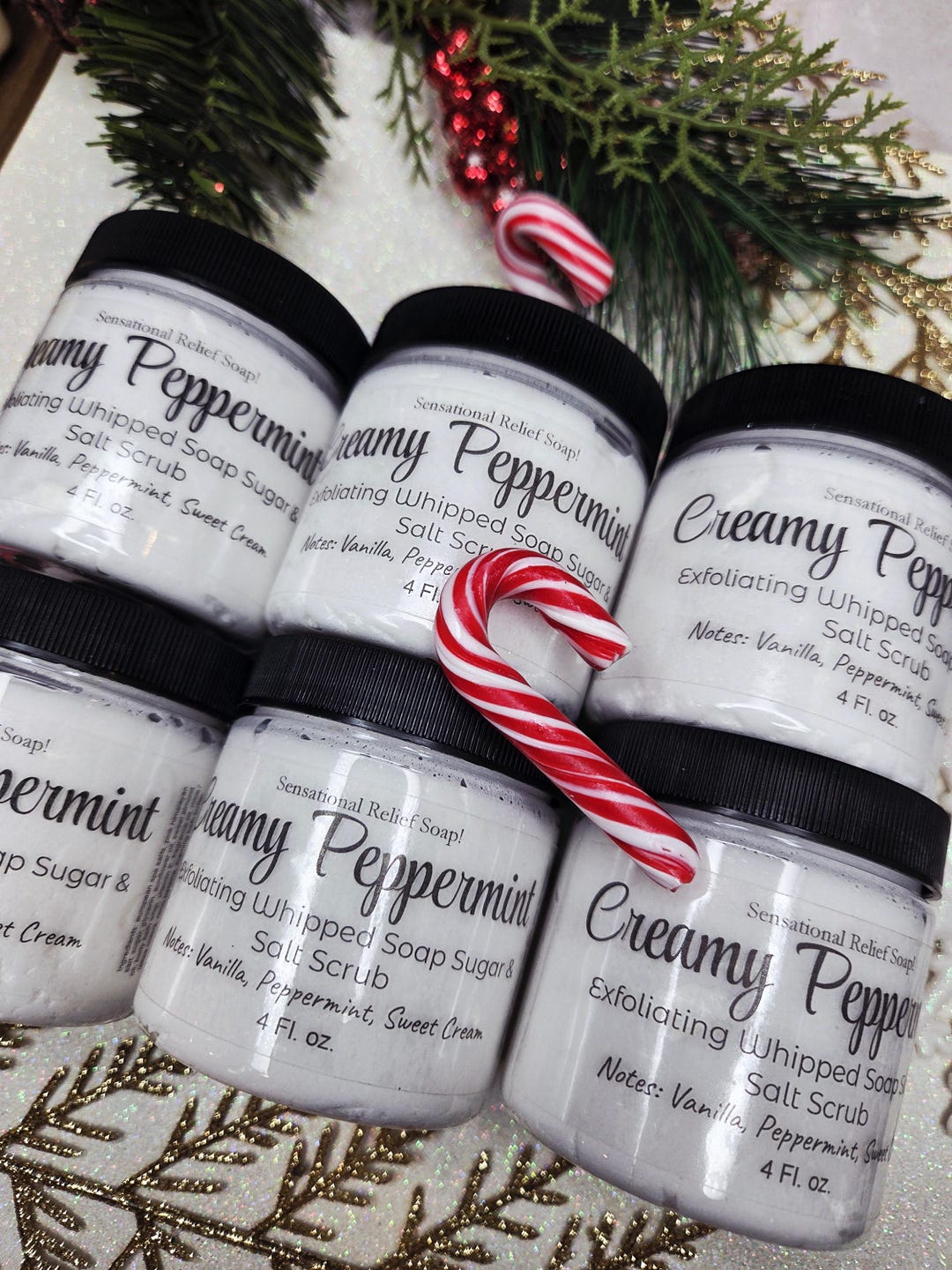 Creamy Peppermint Whipped Soap Sugar Salt Scrub | Exfoliating Skin Care ...