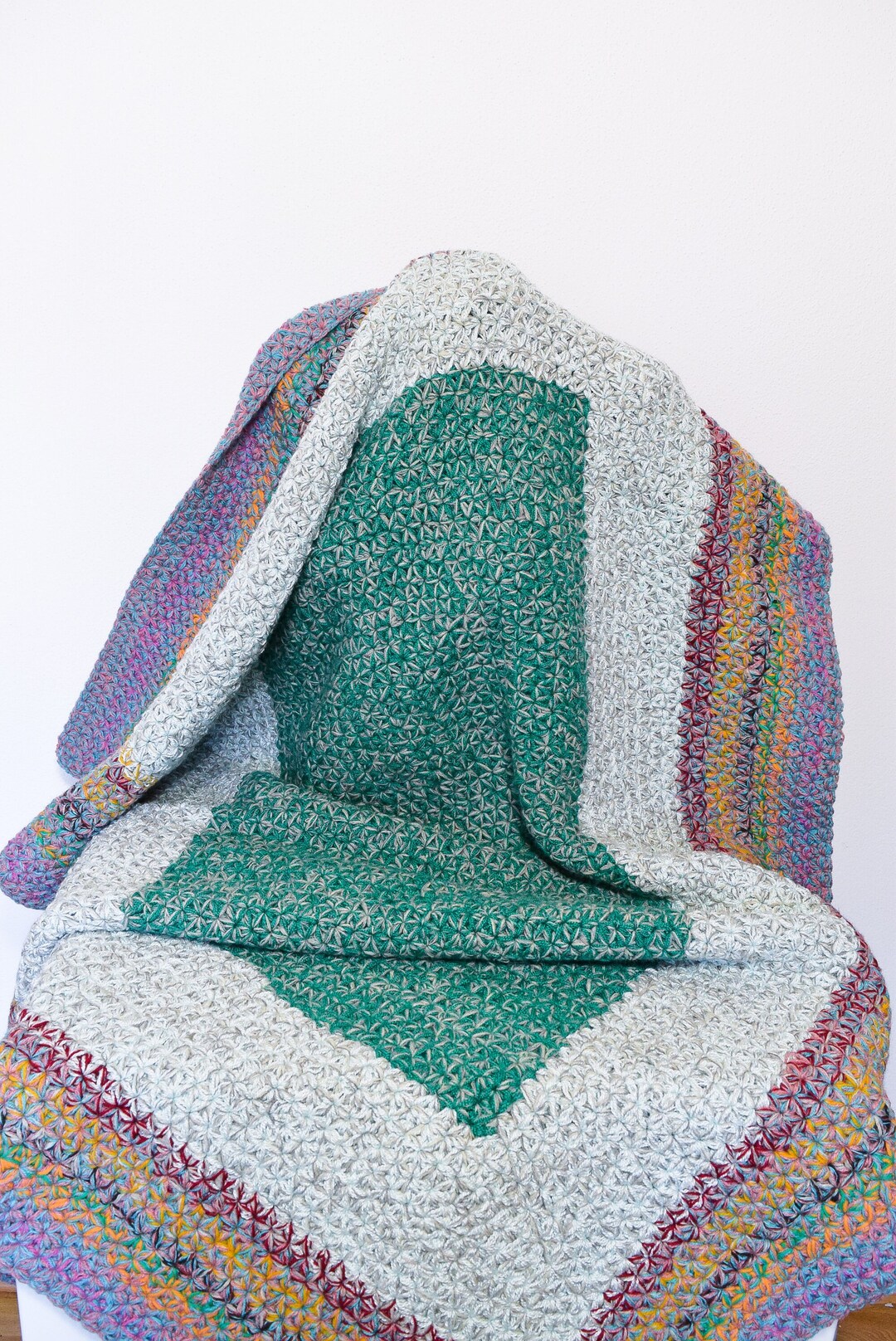 160 X 115 Cm Crochet Blanket, Retro Vintage Patchwork, Handmade, Blanket Wool Hand Made, Granny ...