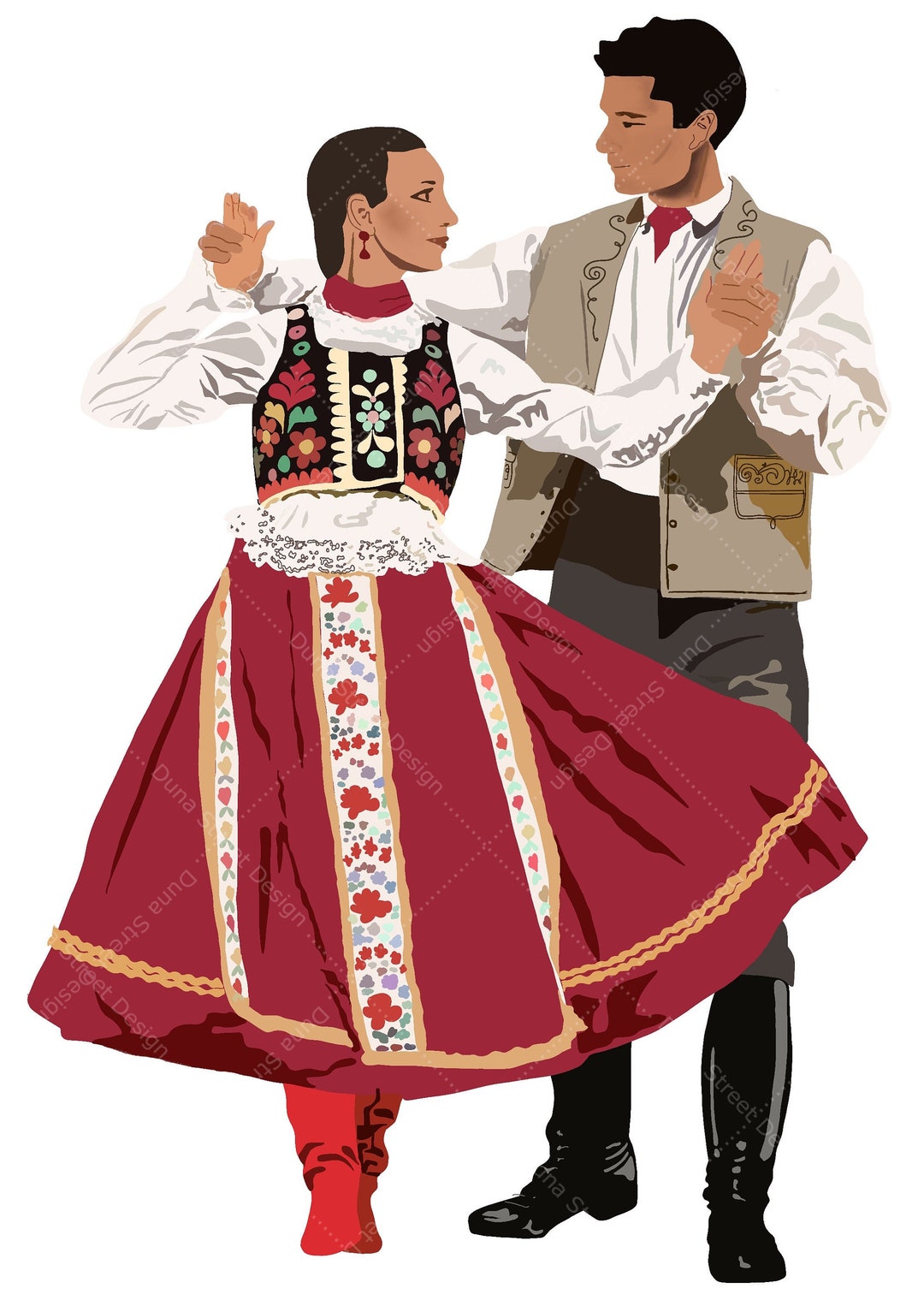 Hungarian Dancers Clipart | Digital Download PNG, PDF Files | Folk Art ...
