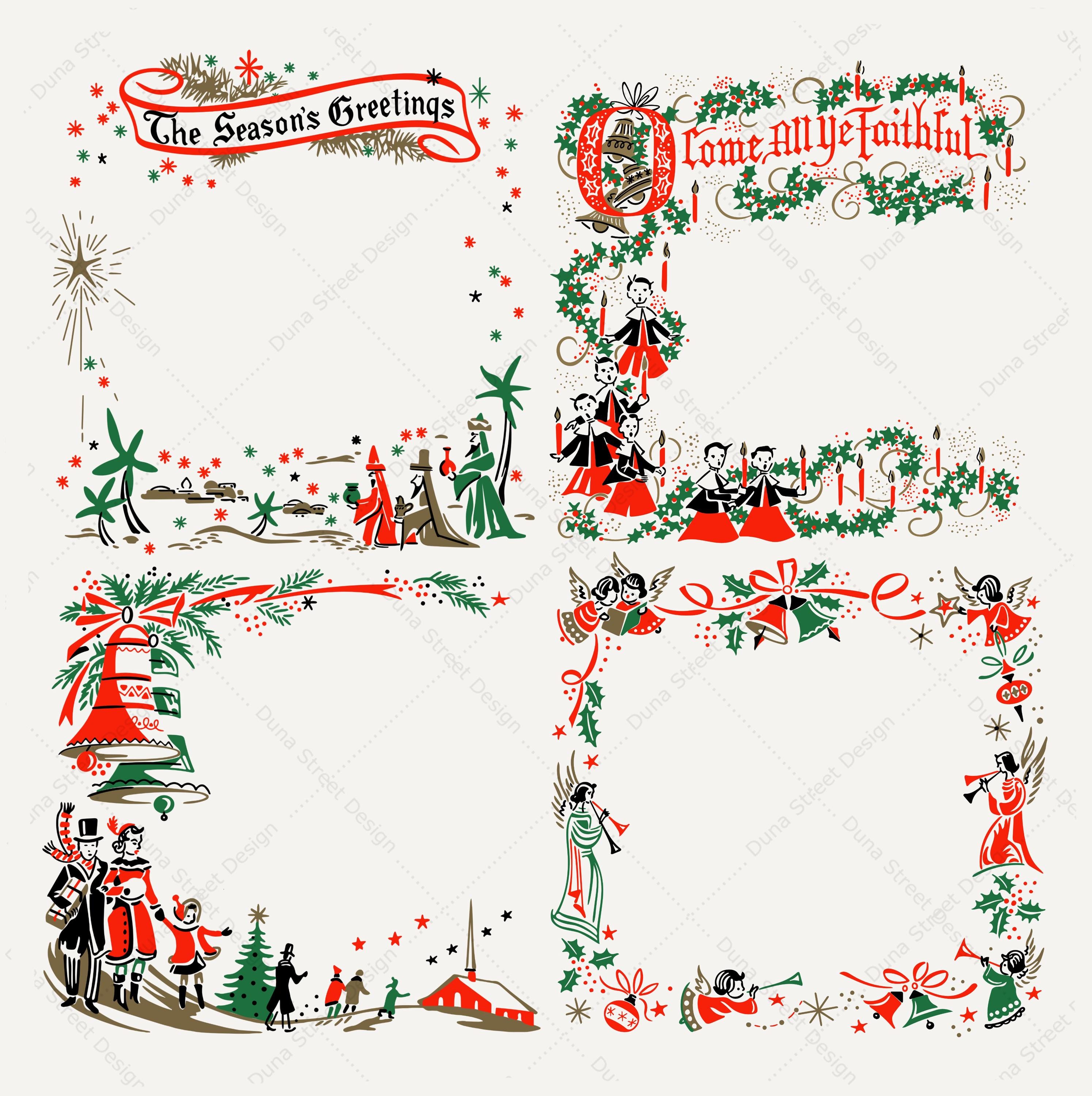 Retro Christmas Frames Borders PNG & SVG, Digital Download Files ...