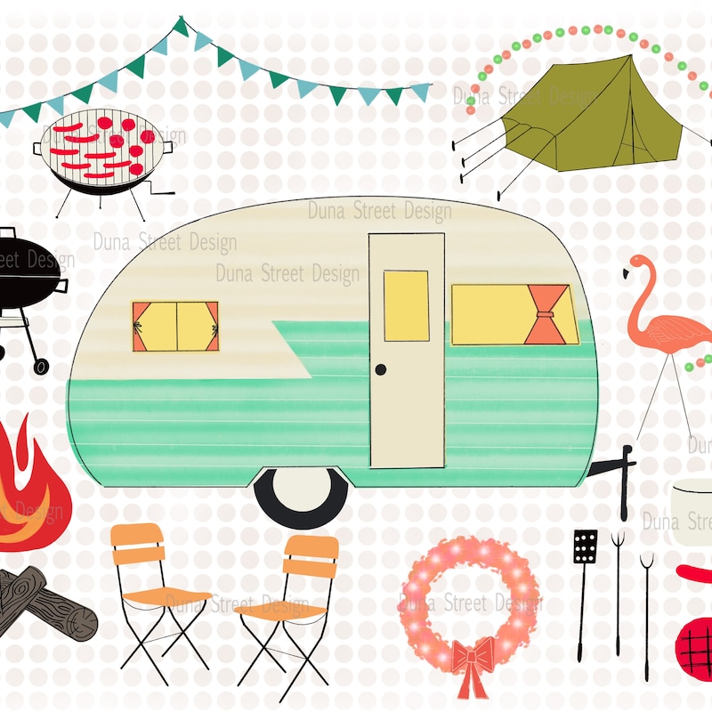 Retro Camper Clipart - Etsy