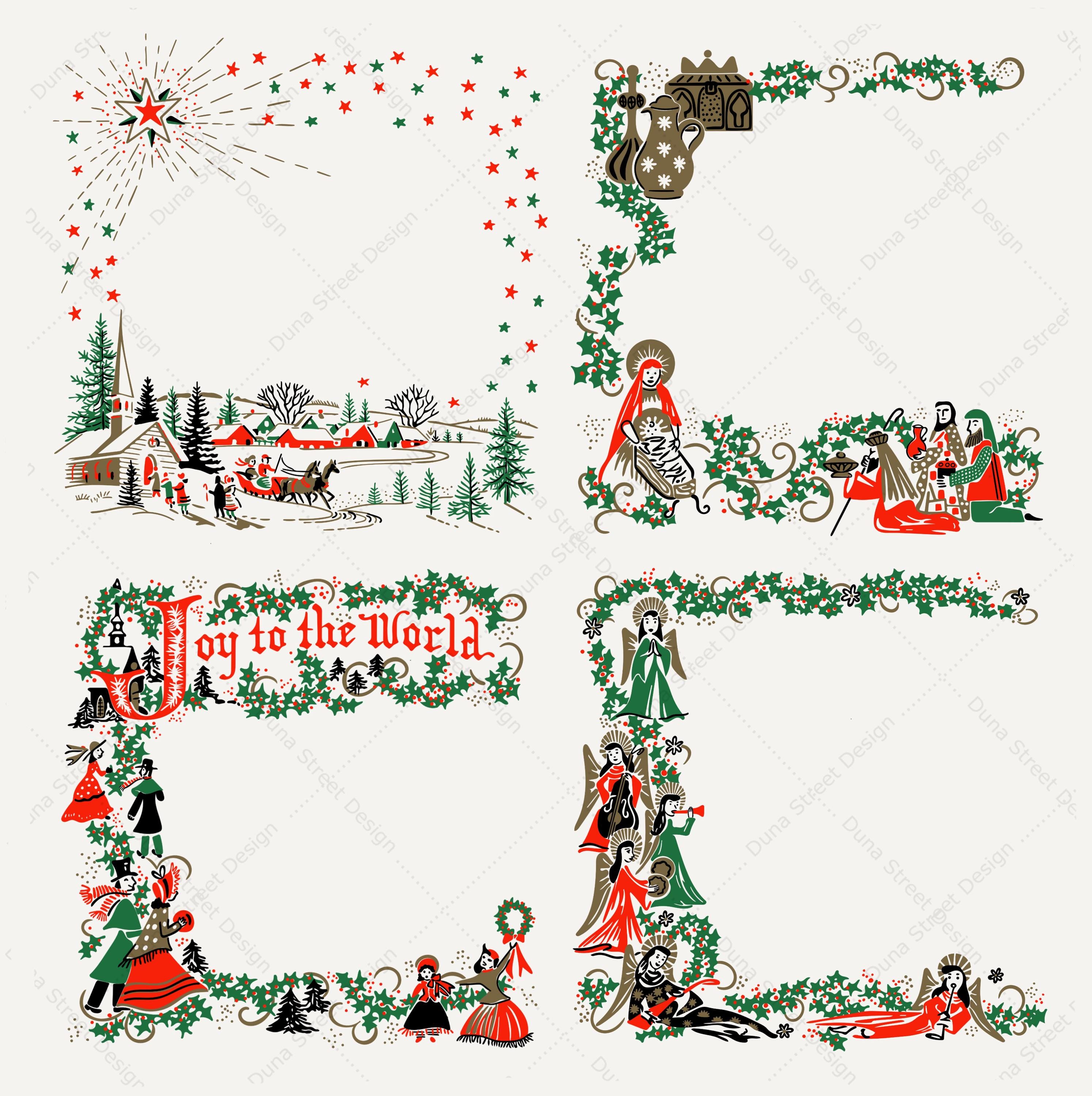 Retro Christmas Frames Borders PNG & SVG, Digital Download Files ...