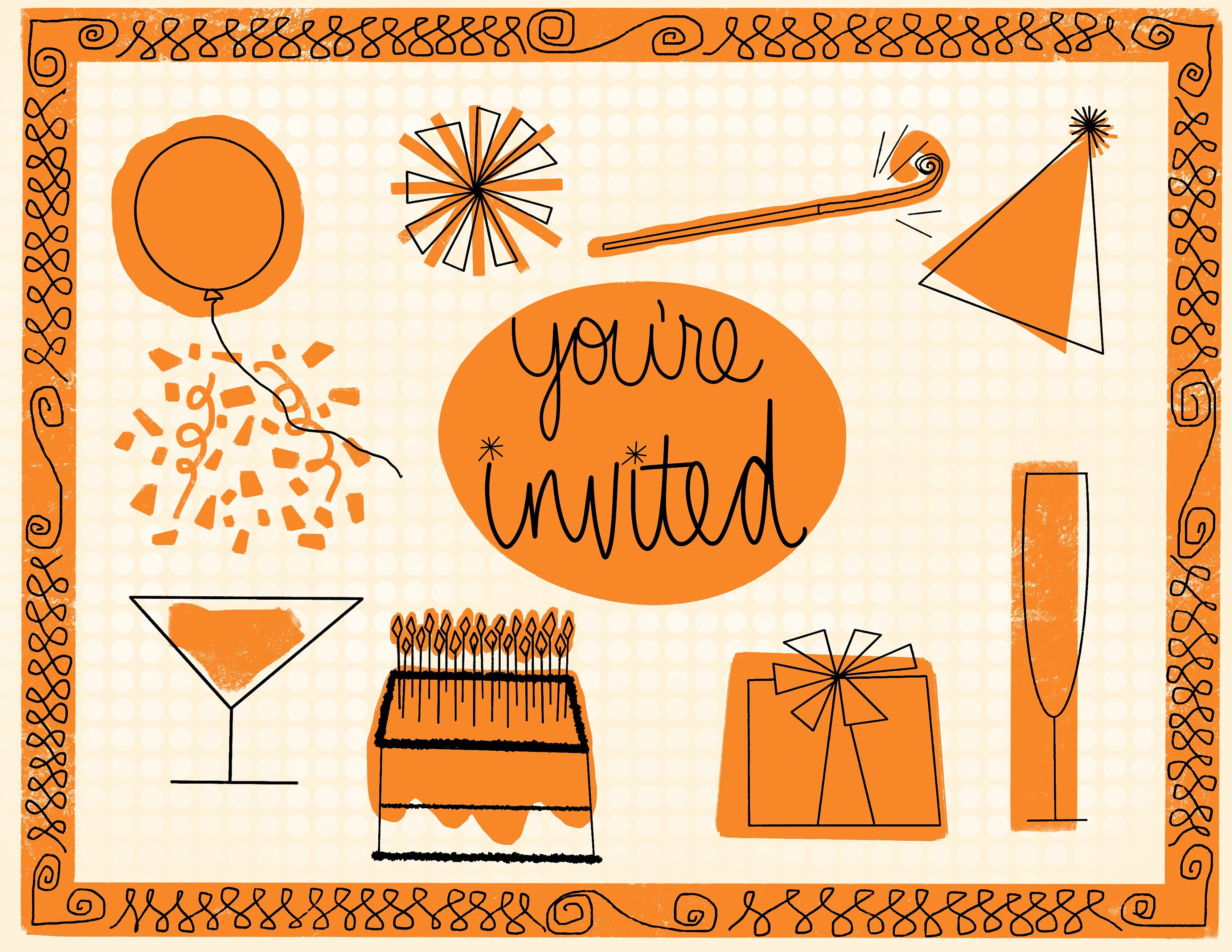 Retro Birthday Party Invitation Clip Art Bundle Pack 300 Dpi - Etsy