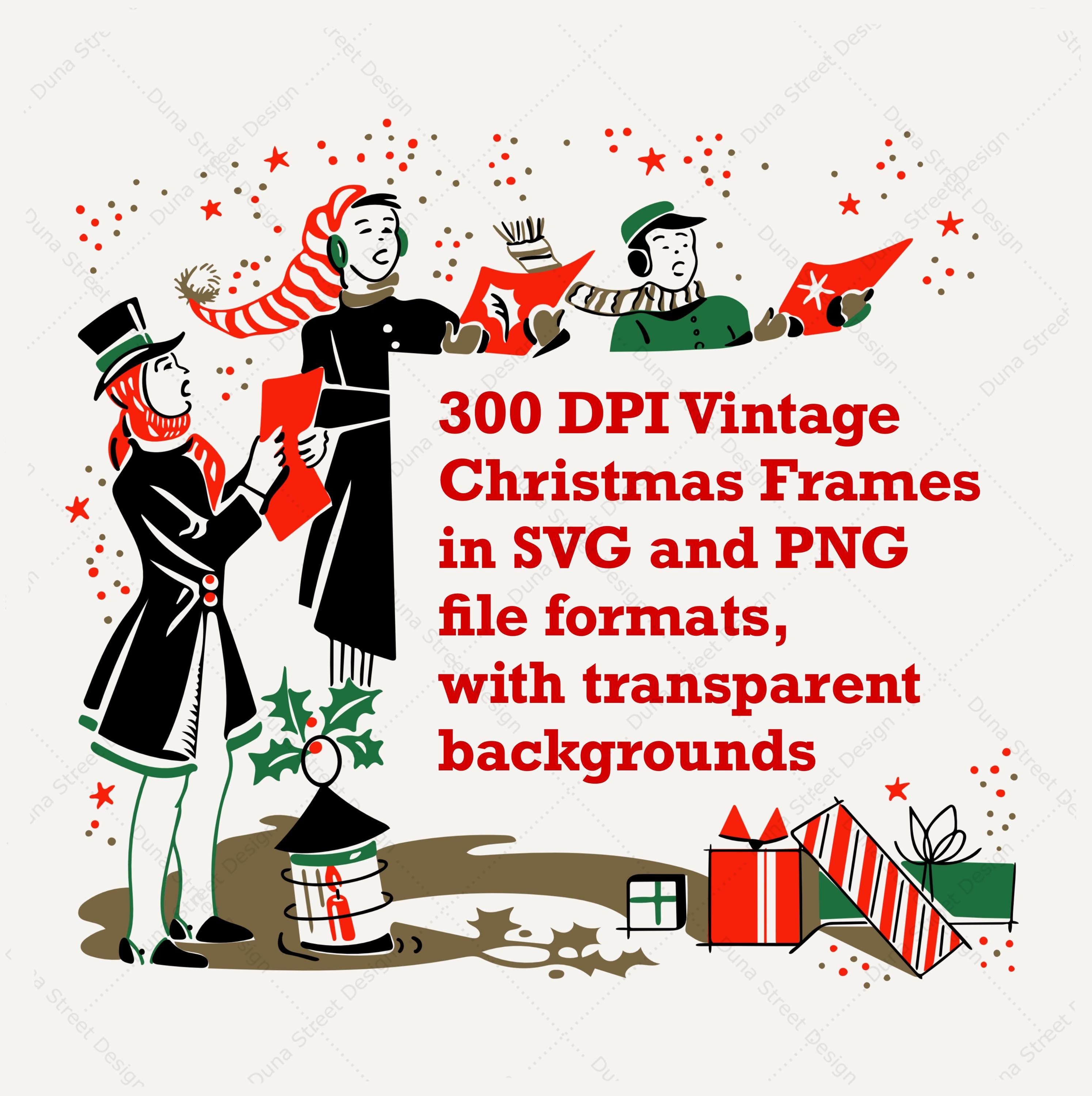 Retro Christmas Frames Borders PNG & SVG, Digital Download Files ...
