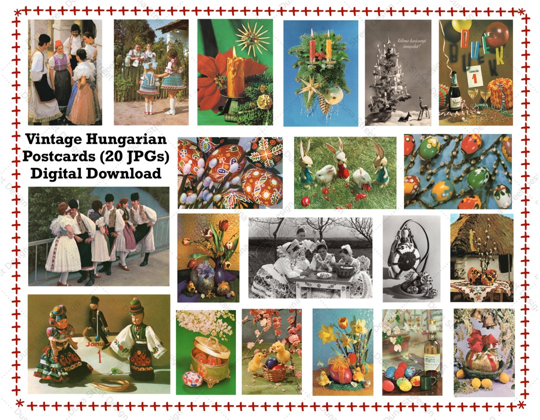 Vintage Hungarian Postcards: Christmas, New Year's, Easter (digital ...