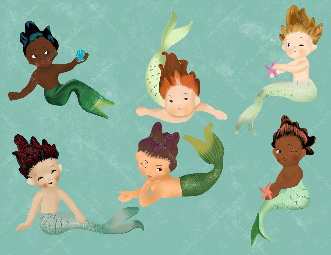 Bradley Pixie / Cupie Mermaid Clip Art Digital Download PNG Files ...