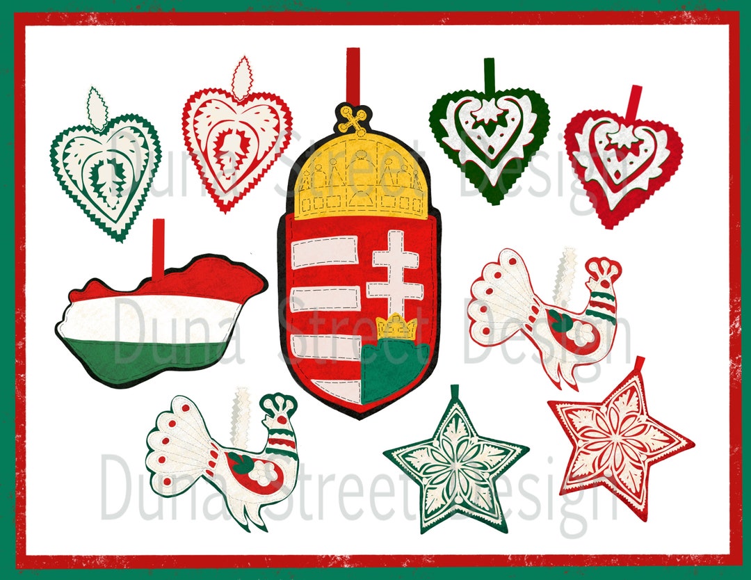 Digital Download PNG Files | Drawings of Hungarian Felt Ornaments Clip ...