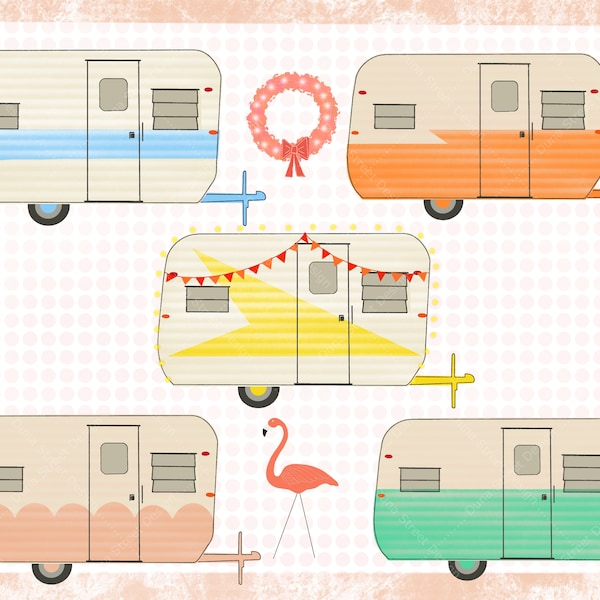 Retro Camper Clipart - Etsy