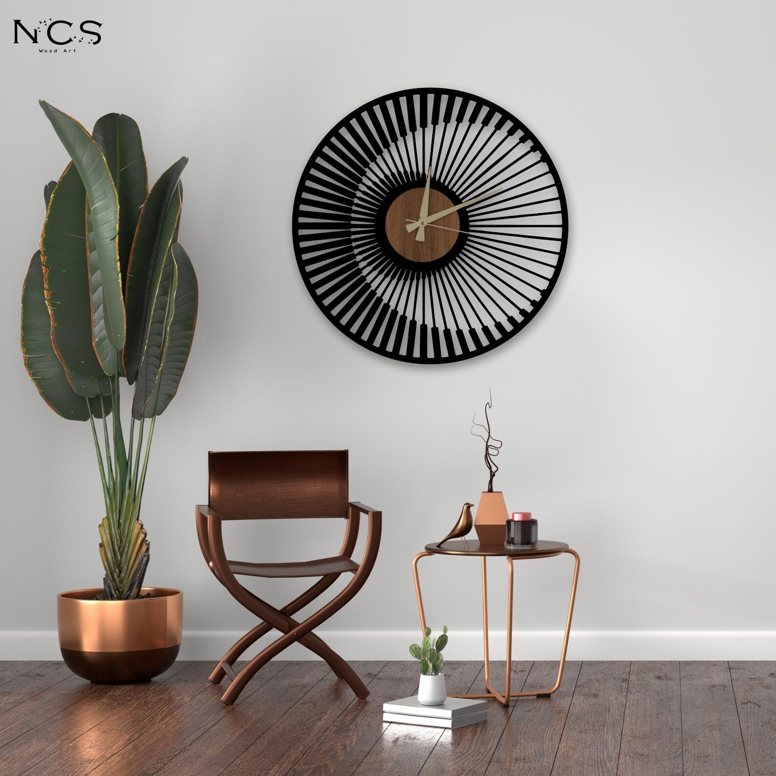 Modern Large Wooden Wall Clock - Rustic Minimalist Oversized Mid ...
