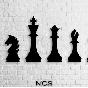 Chess Set, Board Game Decor, Chess Wall Art, Chess Pieces Wood Wall Art ...