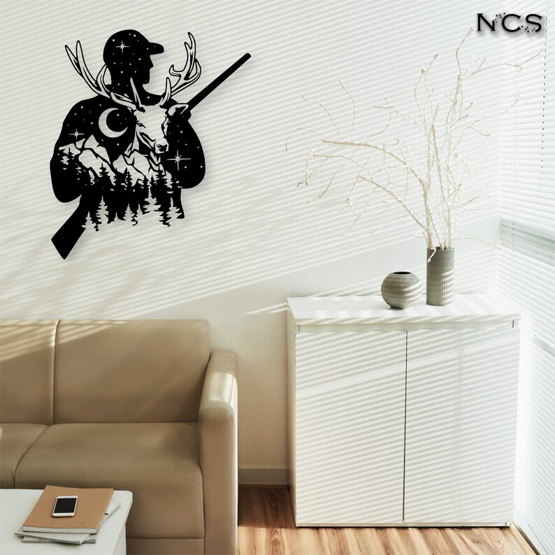 Hunter and Deer Wooden Wall Decor Gift for Hunter Dad - Etsy