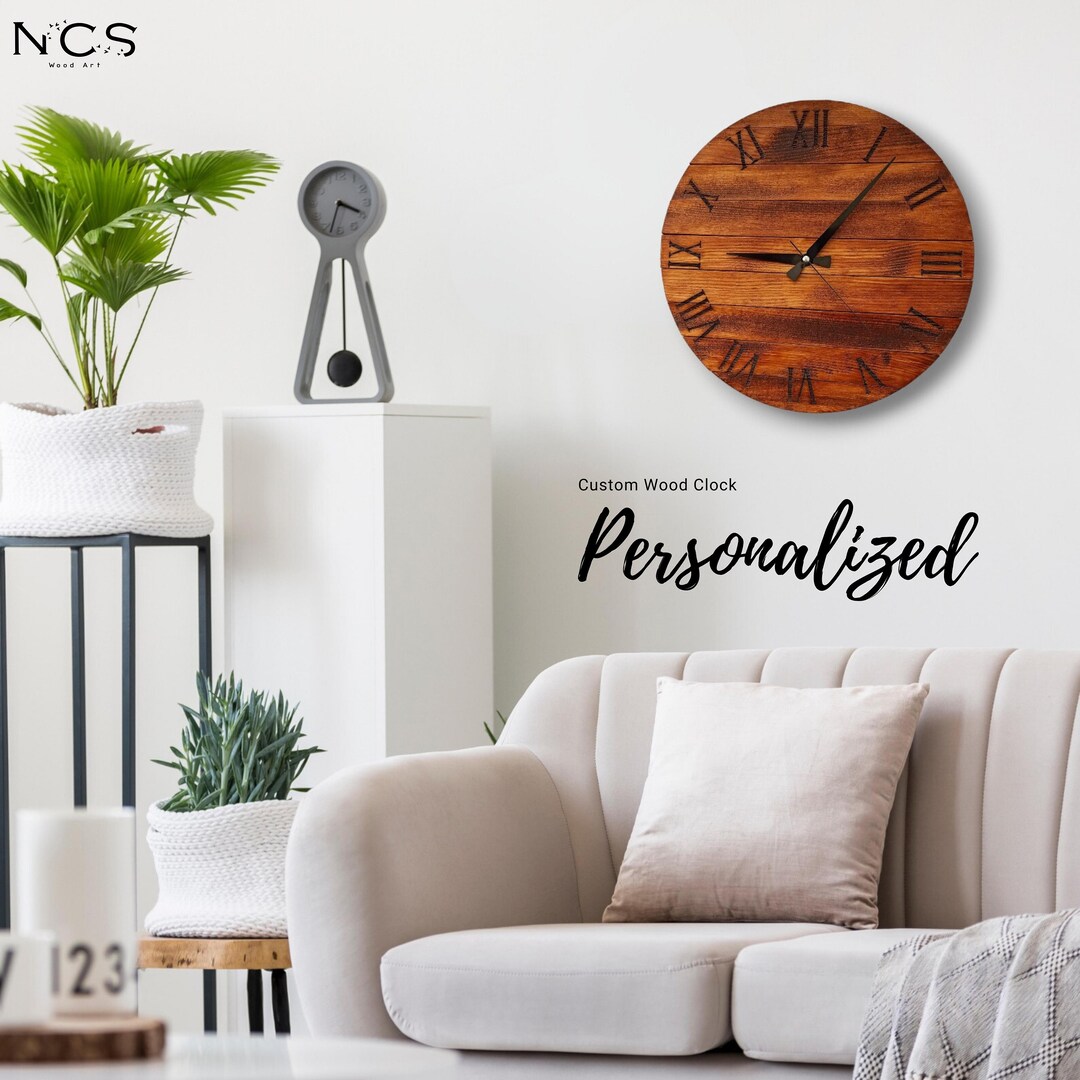 Mid Century Modern Wooden Wall Clock, Rustic Reclaimed Wood Clock ...