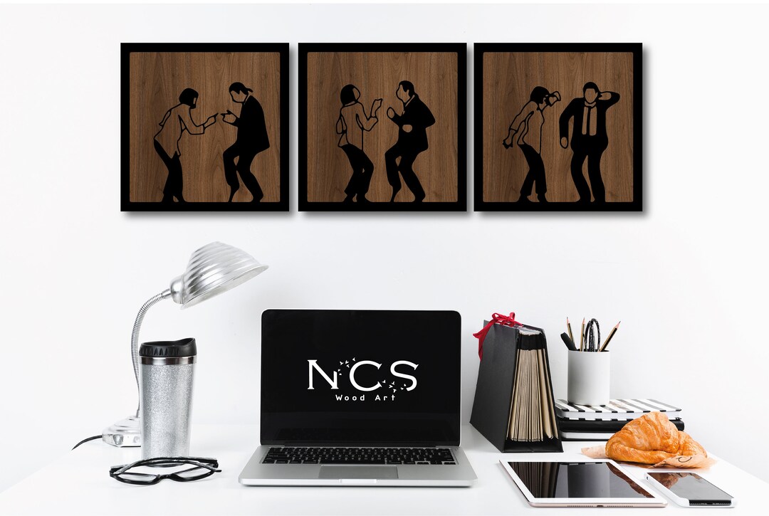 Pulp Fiction Dance Black Wood Wall Art - Bedroom, Living Room, or ...