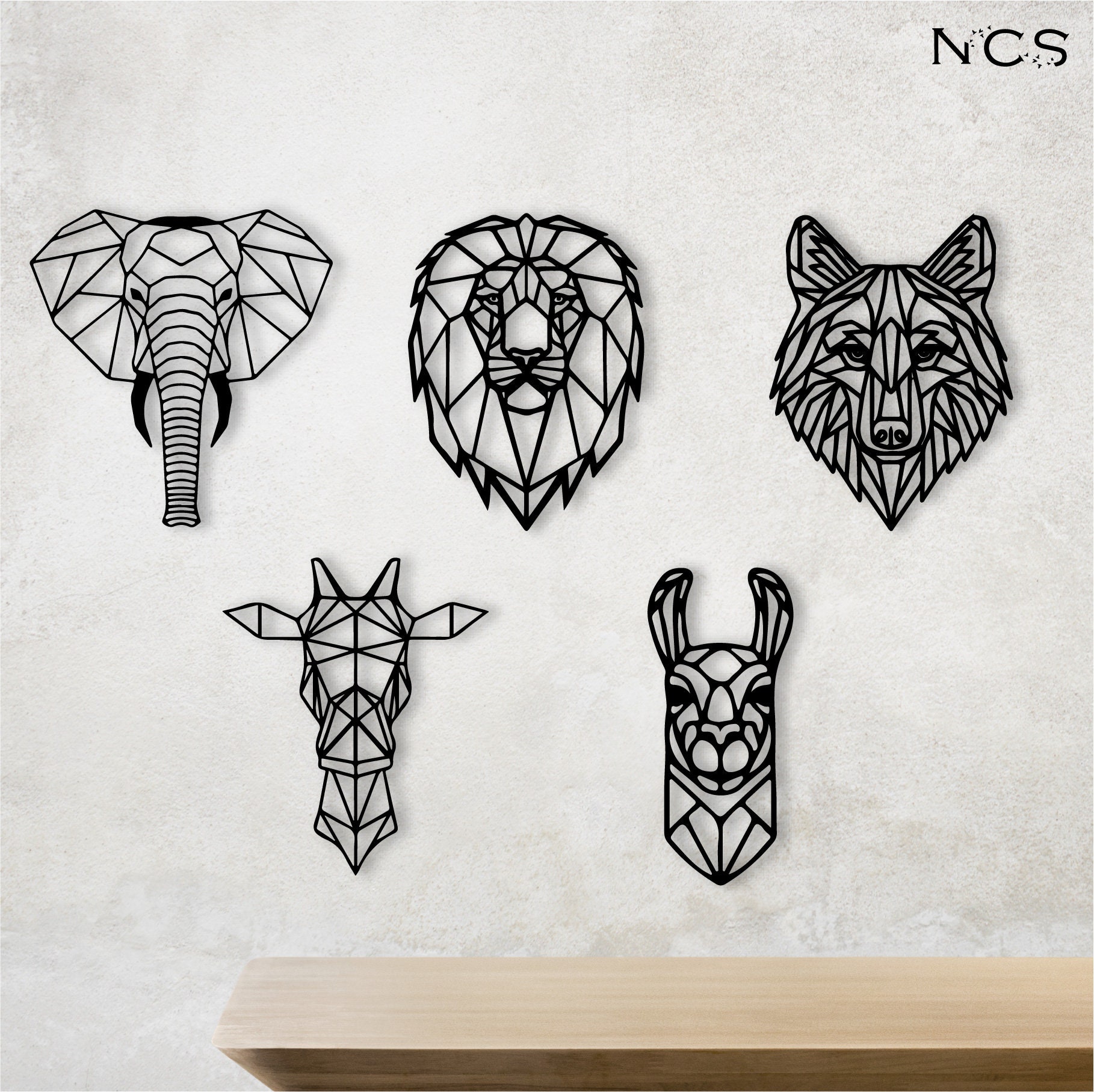 Safari Animals Geometric Wood Wall Decor Setbaby Room | Etsy