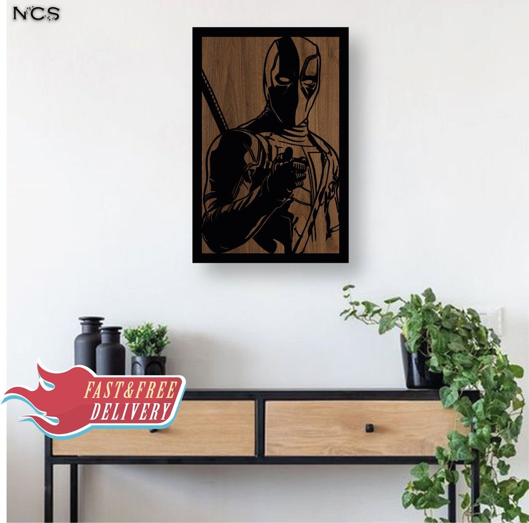 Deadpool Wood Wall Art, Deadpoll Wall Decor, Deadpoll Cosplay, Deadpool ...