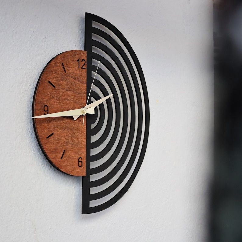 Mid Century Modern Wooden Wall Clock, Minimalist Scandinavian Decor ...