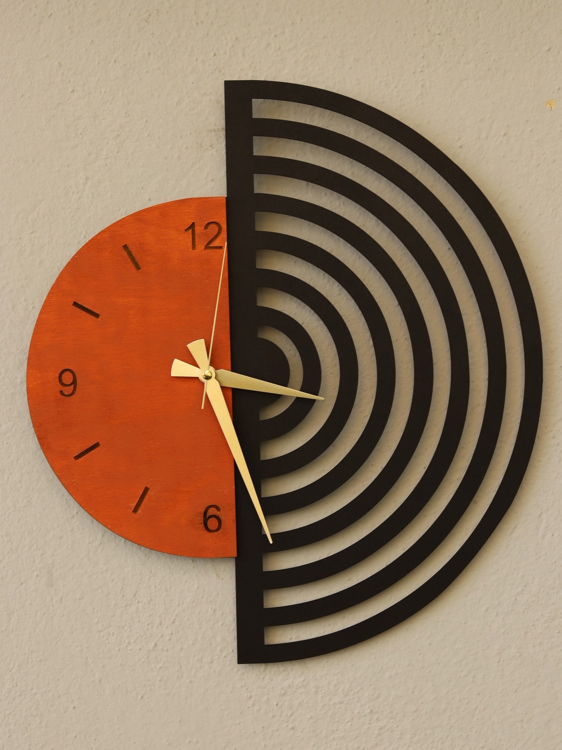 Mid Century Modern Wooden Wall Clock, Minimalist Scandinavian Decor ...