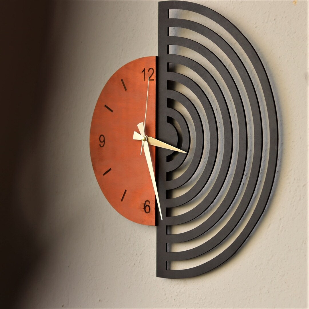 Mid Century Modern Wooden Wall Clock, Minimalist Scandinavian Decor ...