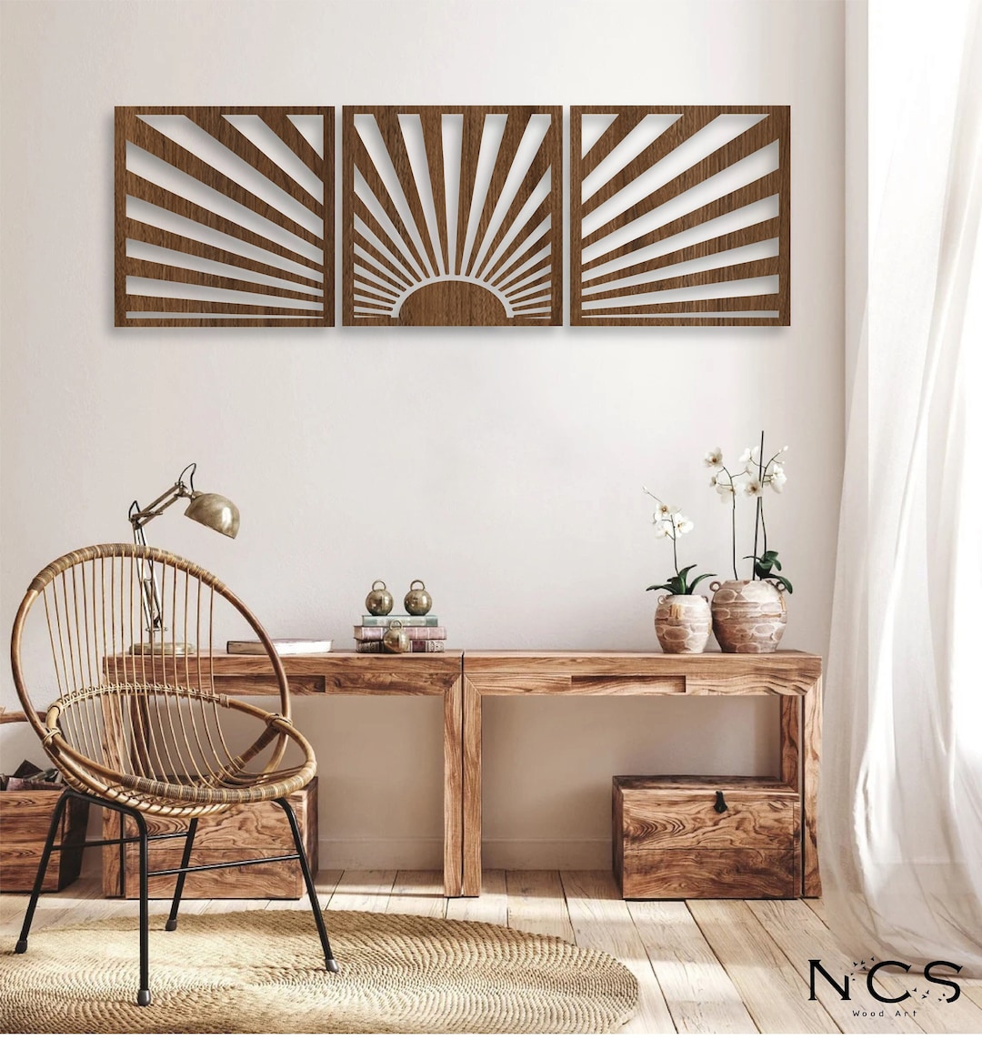 Sunrise Wall Art, Extra Large Boho and Rustic Wall Decor, Geometric Mid ...