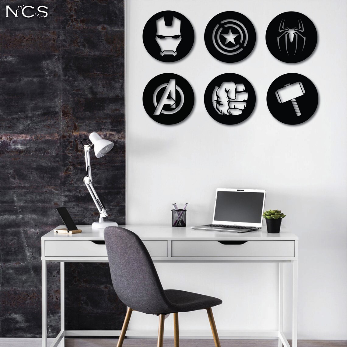 Avengers Wood Wall Art Set of 6 Geometric Wall Decor 3D - Etsy