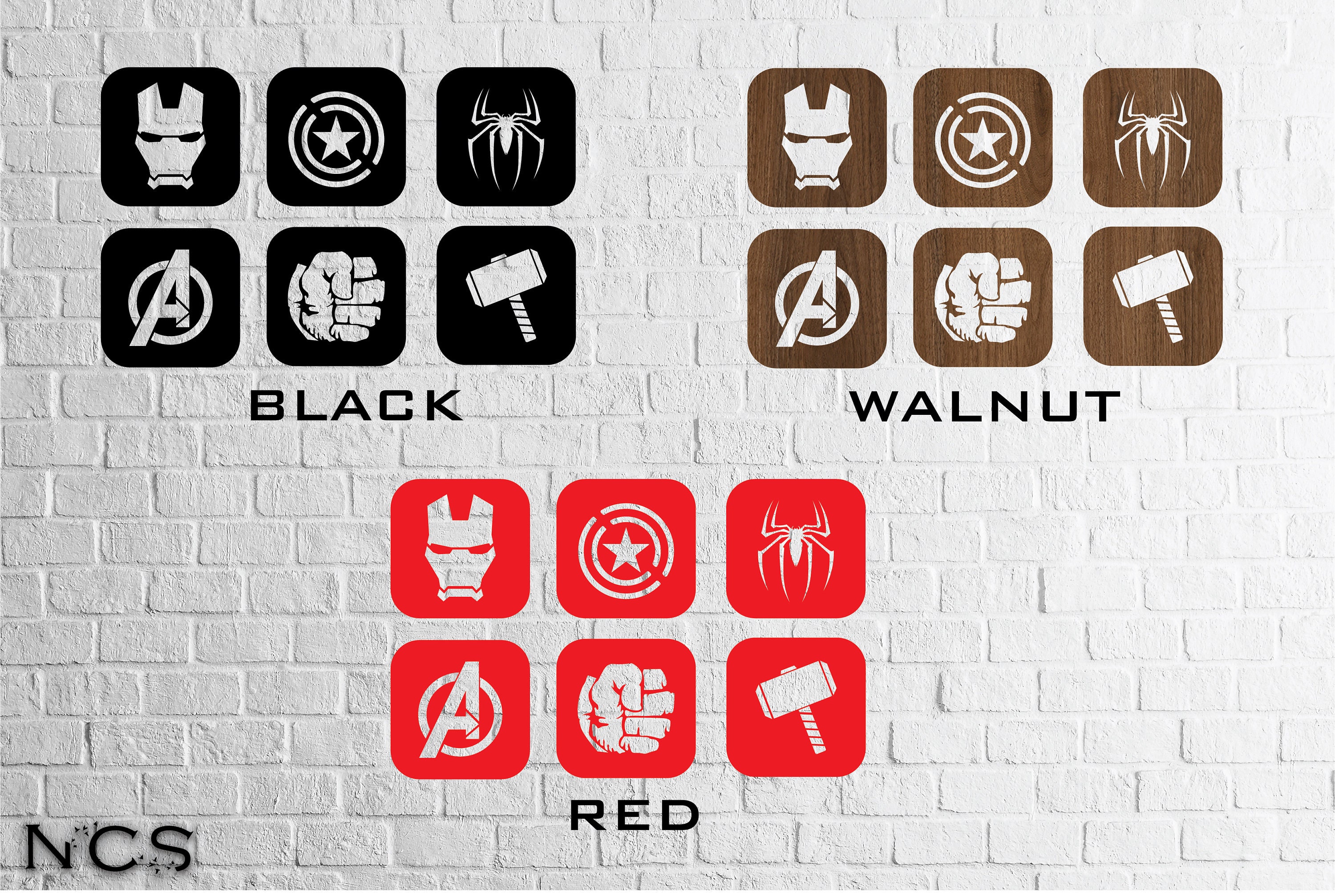 Avengers Wood Wall Art Set of 6 Geometric Wall Decor 3D - Etsy