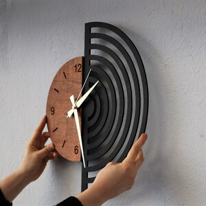 Mid Century Modern Wooden Wall Clock, Minimalist Scandinavian Decor ...