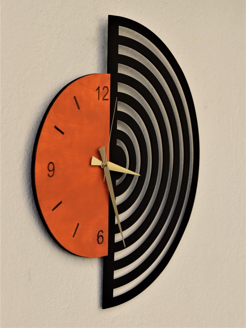 Mid Century Modern Wooden Wall Clock, Minimalist Scandinavian Decor ...