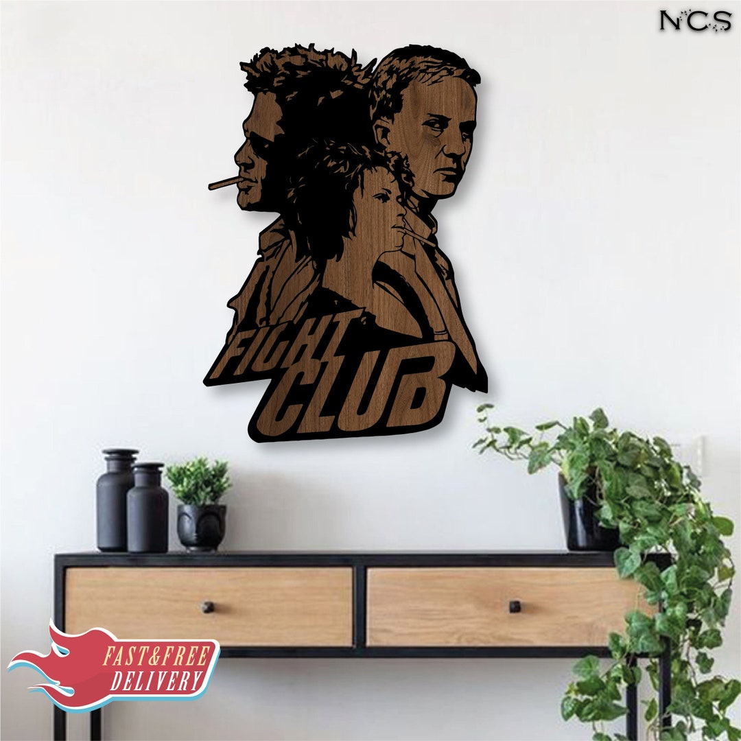 Fight Club Wooden Art, Fight Club Poster, Wooden Art Work, Brad Pitt ...