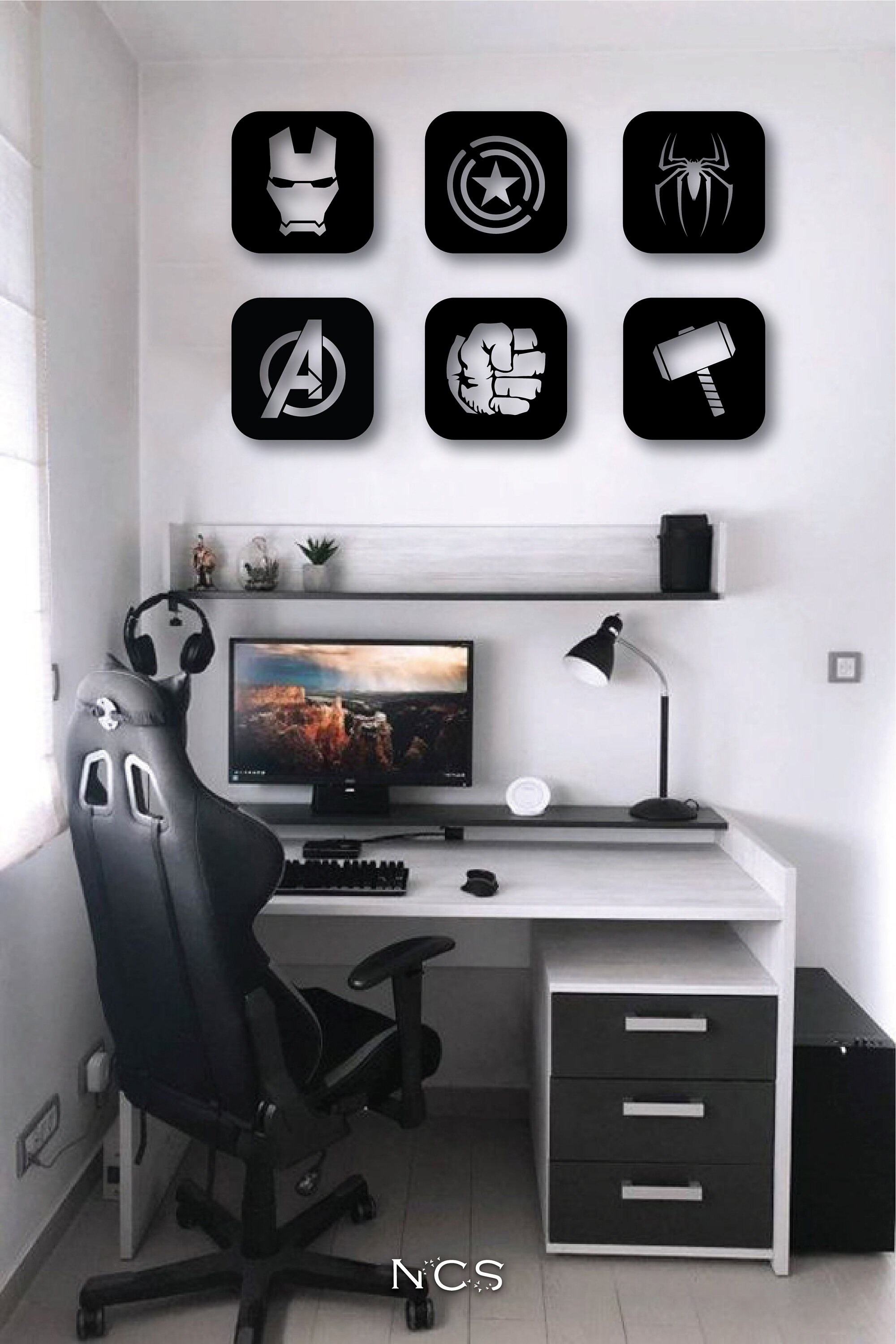 Avengers Wood Wall Art Set of 6 Geometric Wall Decor 3D - Etsy