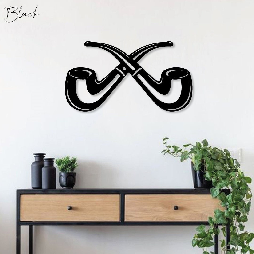Pipe Smoking Sign, Tobacco Pipe Wall Decor, Wooden Tobacco Smoking Pipe ...