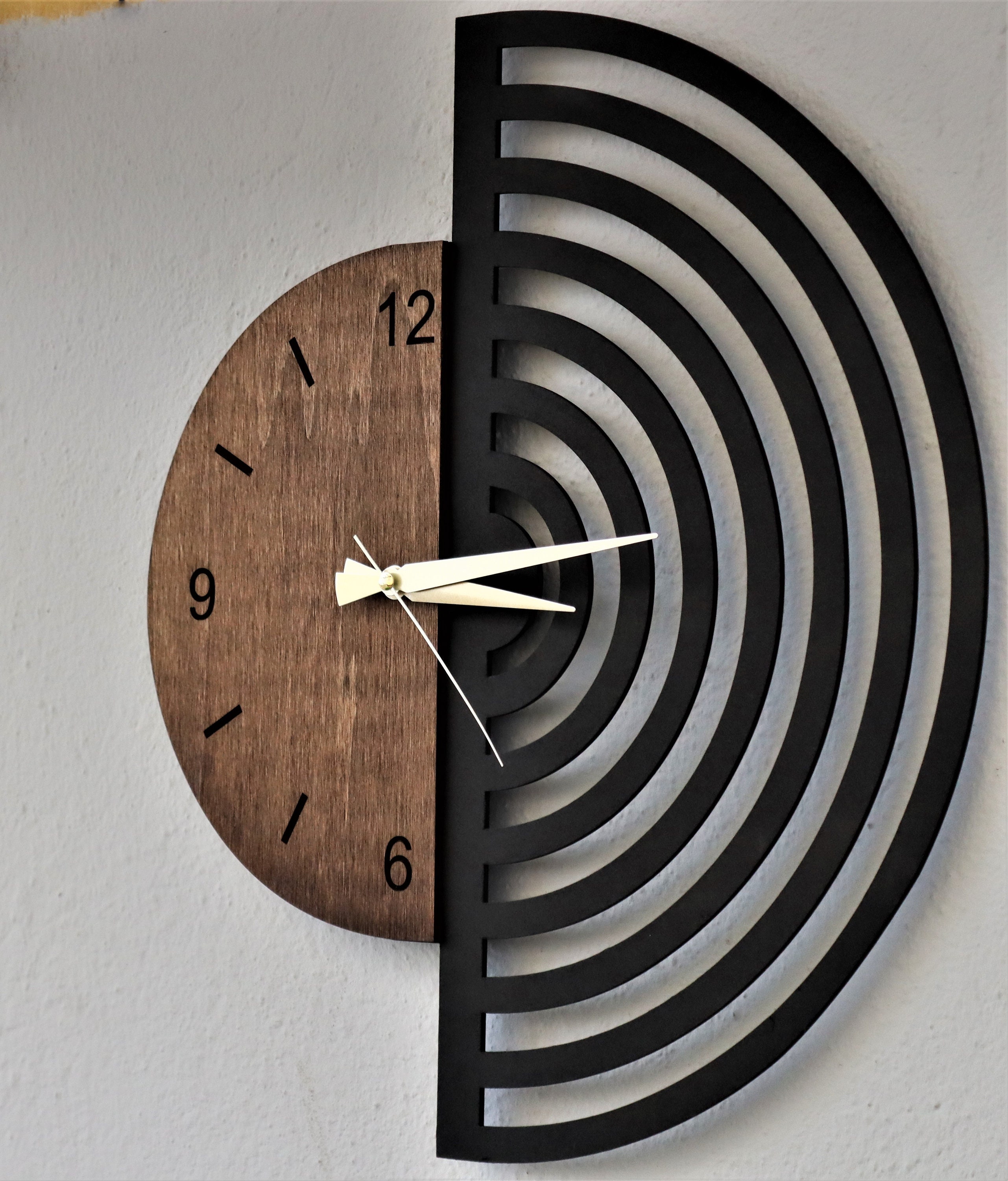 Mid Century Modern Wooden Wall Clock, Minimalist Scandinavian Decor ...