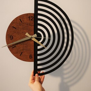 Mid Century Modern Wooden Wall Clock, Minimalist Scandinavian Decor ...